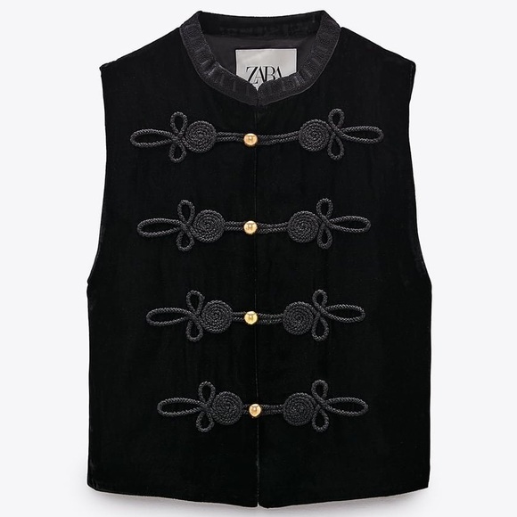 Zara | Jackets & Coats | Zara Velvet Vest With Toggles | Poshmark